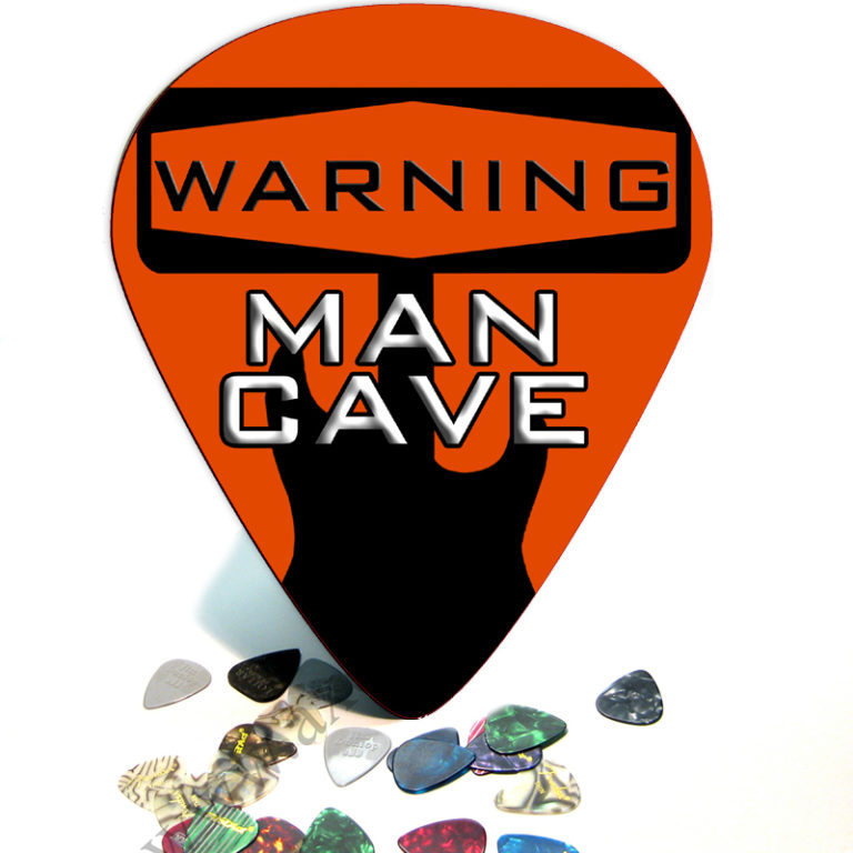 Warning: Man Cave Funny Giant Guitar Pick Wall Art (11")