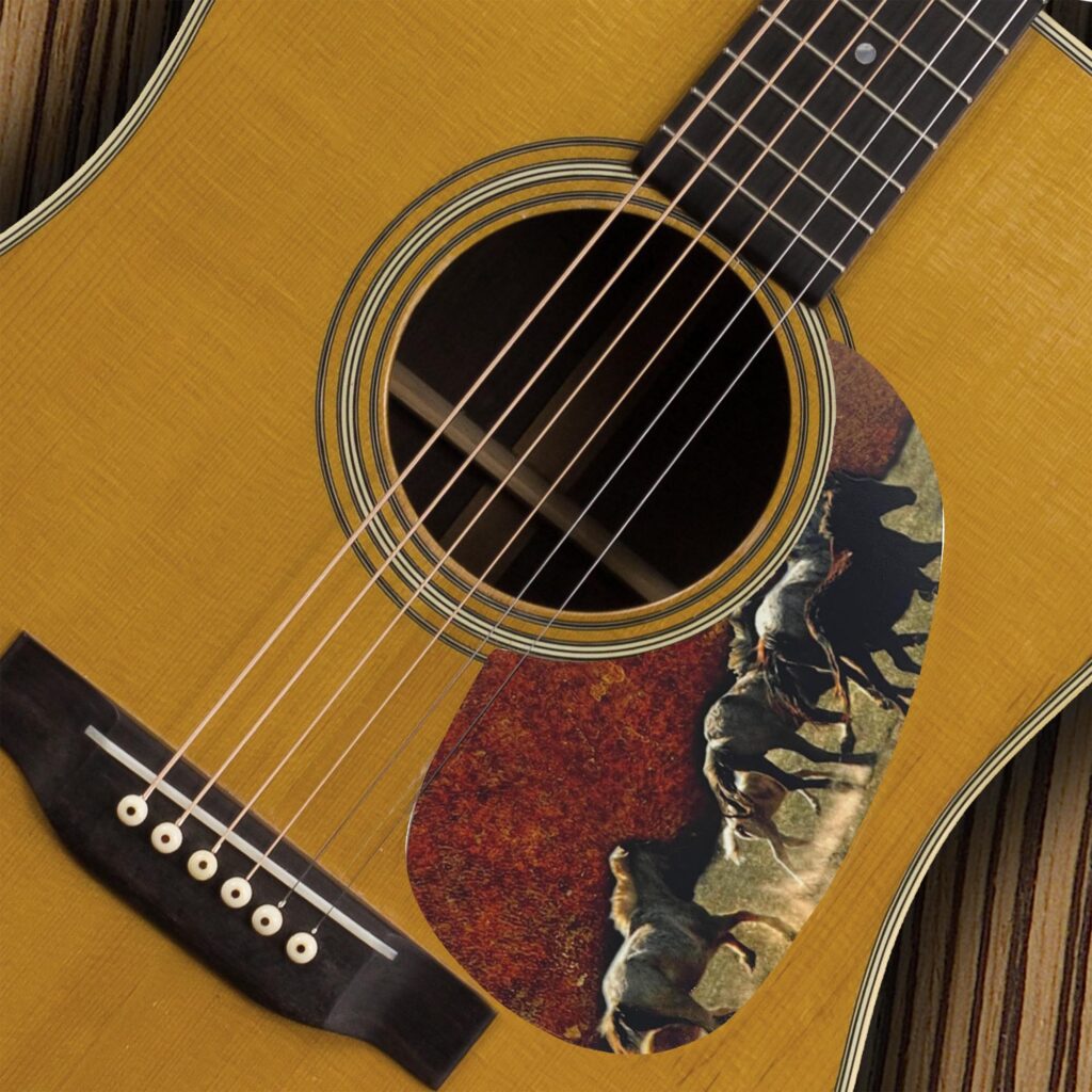 Acoustic Horses Custom Pickguard - Leather Look Running Horses