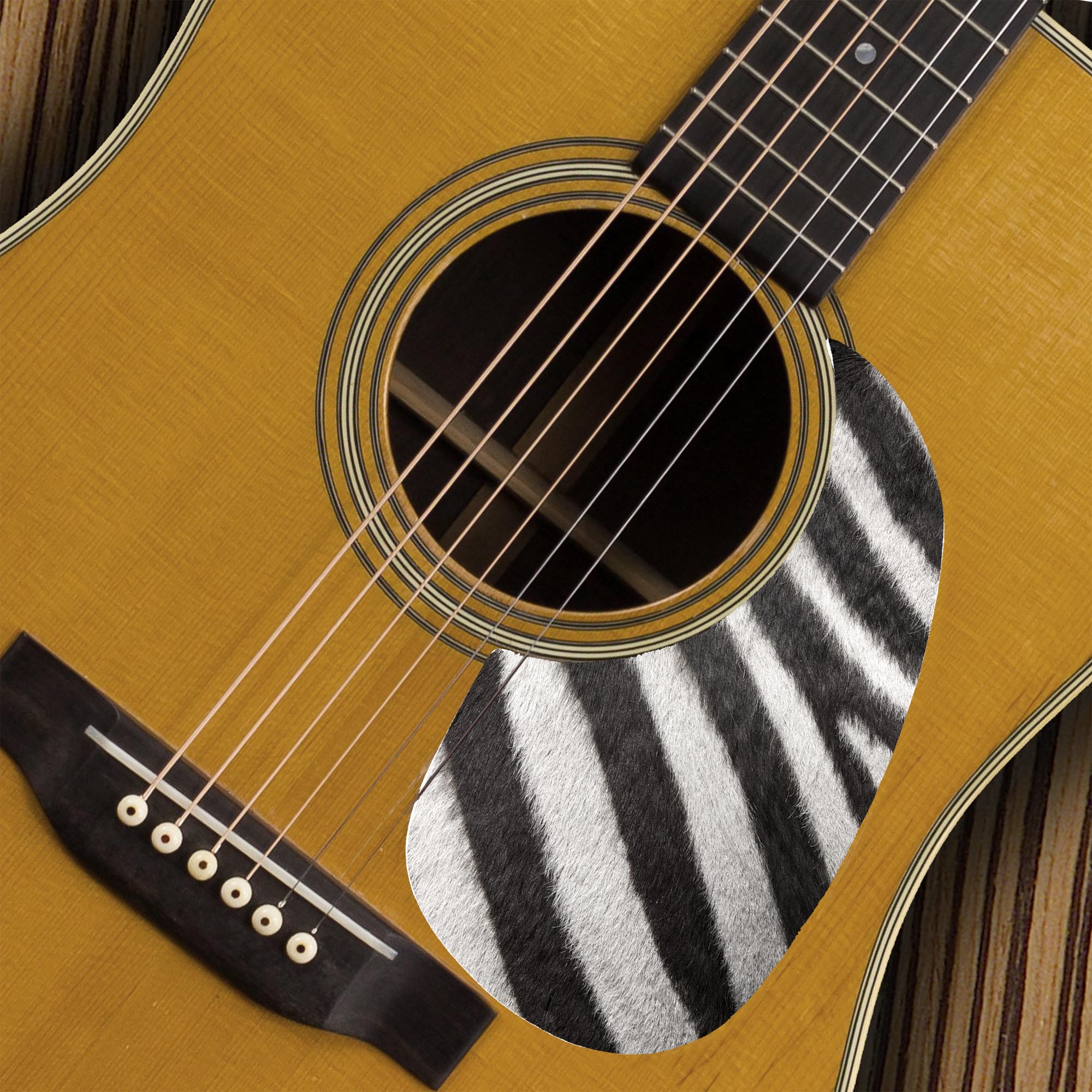 Acoustic Zebra Fur Pickguard - Custom Printed -189