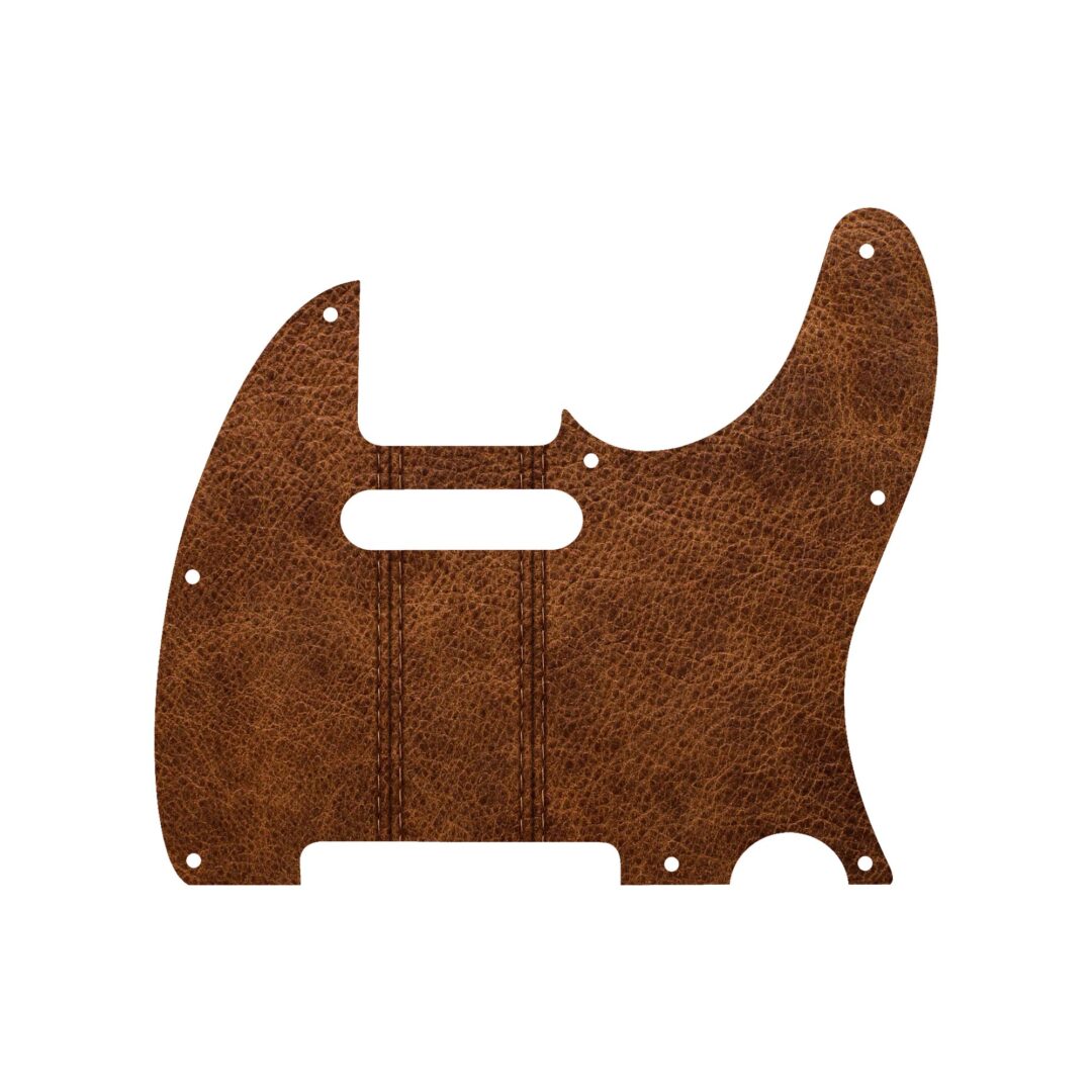 Leather Stitched Telecaster Pickguard - Custom Printed 3-ply