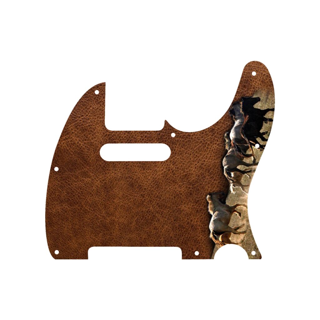 Telecaster Leather Horses Pickguard - Custom Printed 3-ply