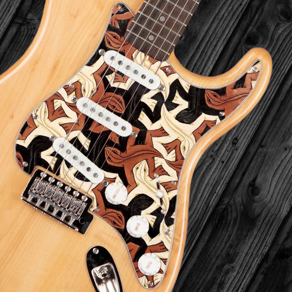 Stratocaster Escher Lizards Pickguard - Custom Printed
