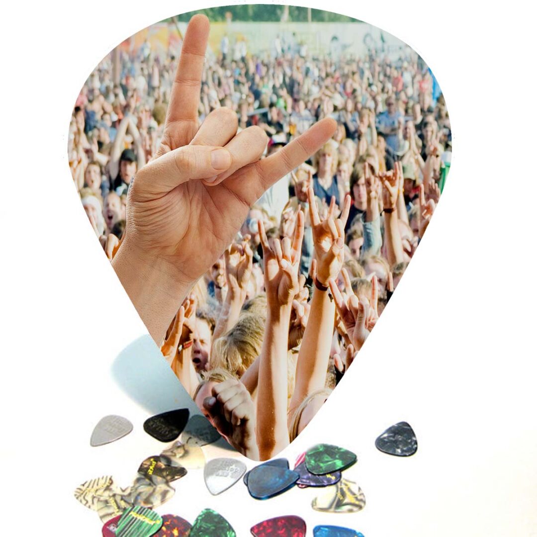 "Rock On" Hand Sign Giant Guitar Pick Wall Art | 11-Inch