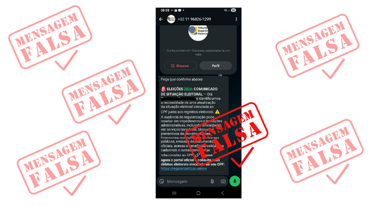 Alerta de falsa comunicação sobre débitos eleitorais em aplicativo