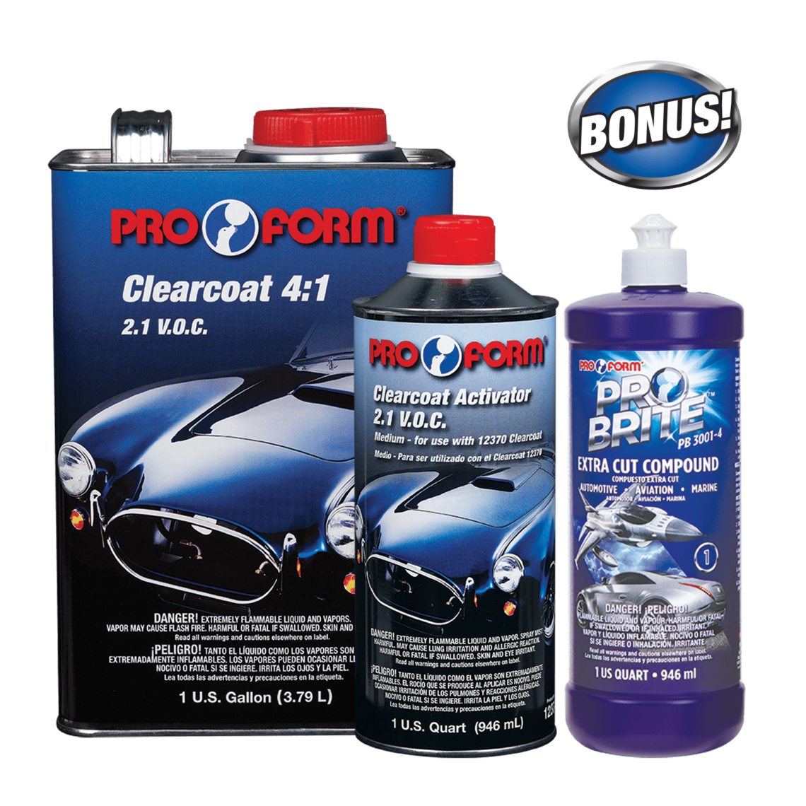4:1 Clearcoat Kit - Low VOC with Bonus: Extra Cut Compound - Pro Form