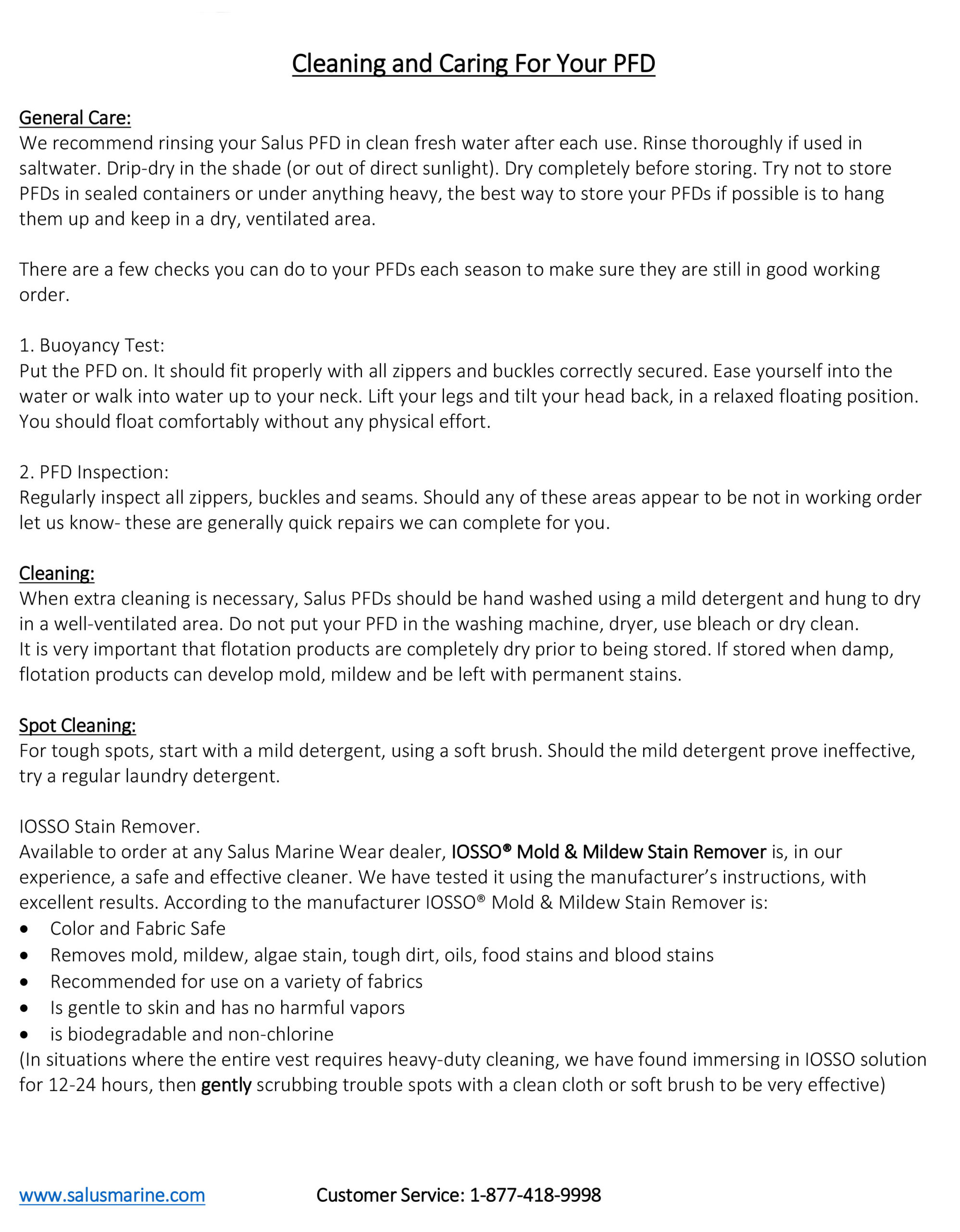 Caring-For-and-Cleaning-Your-PFD2 - Salus Marine