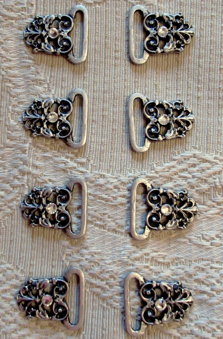 Dirndl Bodice Hooks Closed Loop Frond with Rhinestone (8) – Trachten-Quelle