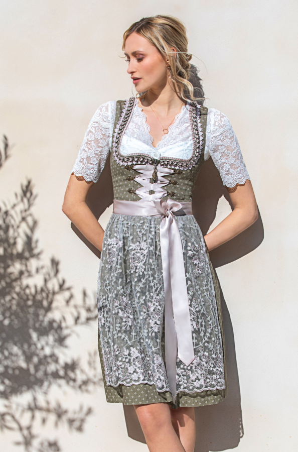 Dirndl Lea Olive Green and Taupe by Marjo – Trachten-Quelle