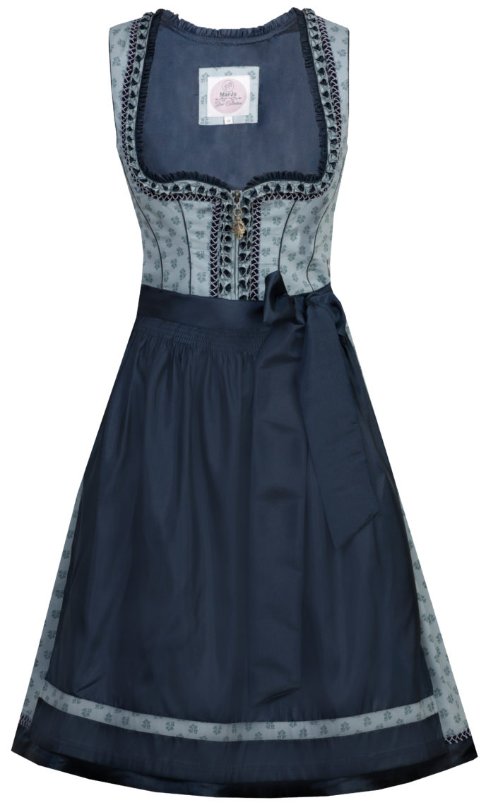 Dirndl Melinda Ocean Blue with Navy Knee-Length by Marjo – Trachten-Quelle