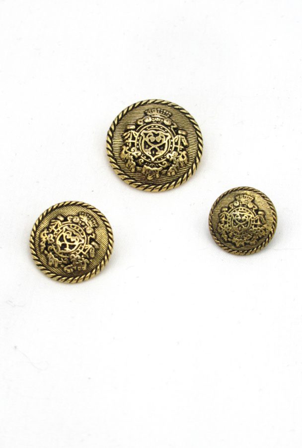 Buttons Brass with Crest in Three Sizes (Set of Five Buttons ...
